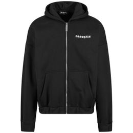 Sweatjacke DROPSIZE "Dropsize Herren Super Heavy Oversized Crime Zip Hoodie", Herren, Gr. XS, schwarz, 70% Baumwolle, 30% Polyester, Sweatjacken Sweatjacke