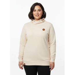 sheego Gro&szlig;e Gr&ouml;&szlig;en Sweatshirt mit &uuml;berlappendem Stehkragen, elfenbein, Gr&ouml;&szlig;e 44 - Damen