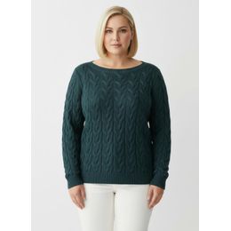 sheego Gro&szlig;e Gr&ouml;&szlig;en Pullover mit U-Boot-Ausschnitt, petrol, Gr&ouml;&szlig;e 46 - Damen