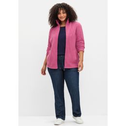 sheego Gro&szlig;e Gr&ouml;&szlig;en Fleecejacke mit zwei Taschen, fuchsia, Gr&ouml;&szlig;e 56 - Damen