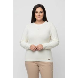 sheego Gro&szlig;e Gr&ouml;&szlig;en Langarm-Pullover mit Metallpl&auml;ttchen-Applikationen, ecru, Gr&ouml;&szlig;e 48 - Damen
