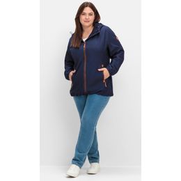 sheego Gro&szlig;e Gr&ouml;&szlig;en &Uuml;bergangsjacke in Microfaser-Qualit&auml;t, marine, Gr&ouml;&szlig;e 50 - Damen