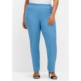 sheego Gro&szlig;e Gr&ouml;&szlig;en B&uuml;gelfaltenhose mit Rundum-Dehnbund, mittelblau, Gr&ouml;&szlig;e 44 - Damen
