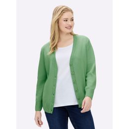 sheego Gro&szlig;e Gr&ouml;&szlig;en Strickjacke mit farblich abgestimmten Kn&ouml;pfen, apfel, Gr&ouml;&szlig;e 44 - Damen