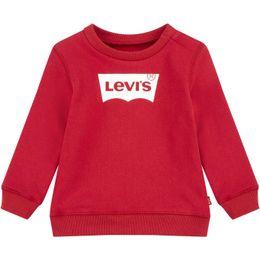 Sweatshirt LEVI'S KIDS "LVB LVB FRENCH TERRY BATWING", Jungen, Gr. 12M (80), rot (levis rot, wei&szlig;), Sweatware, Obermaterial: 55% Baumwolle, 45% Polyester, bedruckt, regular fit normal, Rundhals, Rippb&uuml;ndchen, Sweatshirts Sweatshirt, BABY UNISEX
