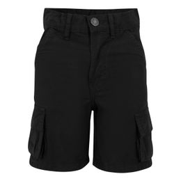 Cargoshorts Urban Classics "Urban Classics Boys Knee Pleat Cargo Shorts", Jungen, Gr. 122/128, Normalgr&ouml;&szlig;en, schwarz, 100% Baumwolle, unifarben, normal, Hosen