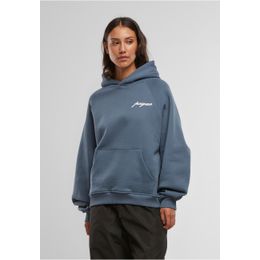 Kapuzensweatshirt PEQUS "PEQUS PEQUS Chest Logo Hoodie", Damen, Gr. L, faded blau, 100% Baumwolle, bedruckt, Sweatshirts