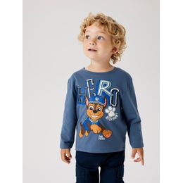 Langarmshirt name it "NMMJAHAV PAWPATROL NREG LS TOP NOOS CPLG", Jungen, Gr. 110, blau (china blau), Jersey, Obermaterial: 95% Baumwolle, 5% Elasthan, bedruckt, normal normal, Rundhals, Shirts Langarmshirt