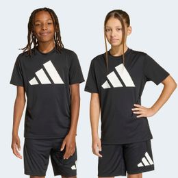 T-Shirt adidas Sportswear "J TR-ES BL T", M&auml;dchen, Gr. 116, schwarz, wei&szlig;, Obermaterial: 100% Polyester, Rundhals, Shirts T-Shirt