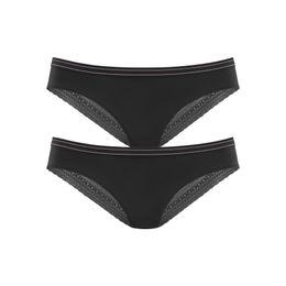 Bikinislip s.Oliver, Damen, Gr. 40/42, 2 Stk., schwarz, Obermaterial: 92% Polyamid, 8% Elasthan. Spitze: 90% Polyamid, 10% Elasthan, unifarben, Unterhosen, mit zarter Spitze hinten