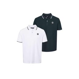 Kurzarmhemd VINSON "VINSON 2-pack Polo Ronald", Herren, Gr. M, Normalgr&ouml;&szlig;en, schwarz sapphire, wei&szlig;, Obermaterial: 50% Baumwolle, 50% Polyester, Hemden