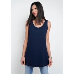 Longtop Seidel Moden, Damen, Gr. 38, blau (navy), Jersey, Obermaterial: 95% Viskose, 5% Elasthan, unifarben, l&auml;ssig geschnitten Po-bedeckend, tiefer Rundhals, Tops, mit Viskose und Stretch - MADE IN GERMANY