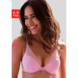 Push-up-BH s.Oliver "Charlotte", Damen, Gr. 70, Cup D, pink (lightpink), Microtouch, Obermaterial: 60% Polyamid, 35% Polyester, 5% Elasthan, BHs Push-up-BH, in dezenter P&uuml;nktchen-Optik, Dessous