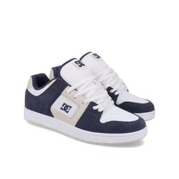 Sneaker DC Shoes "Manteca S", Herren, Gr. 10,5 (44), navy, sanftes wei&szlig;, wei&szlig;, Obermaterial:53.02% Leder, 46.98% Synthetikmaterial;, Schuhe Sneaker