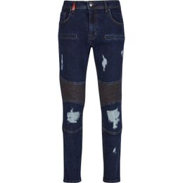 Bequeme Jeans 2Y Premium "2Y Premium Oscar Ripped Slim Fit Jeans", Damen, Gr. 28, Normalgr&ouml;&szlig;en, midblau, 100% Baumwolle, unifarben, Jeans