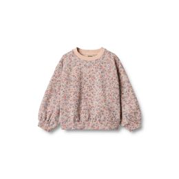 Sweater Wheat "Wheat Sweatshirt L/S Lia", M&auml;dchen, Gr. 128, rose dust flowers, 95% Baumwolle (Bio), 5% Elasthan, Rundhals, Sweatshirts Sweater