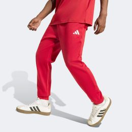 Sporthose adidas Sportswear "M FEELCOZY PANT", Herren, Gr. L, N-Gr, active maroon, wei&szlig;, Obermaterial: 70% Baumwolle, 30% Polyester, Hosen Sporthose