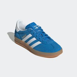 Sneaker adidas originals "GAZELLE INDOOR F&Uuml;R KINDER", M&auml;dchen, Gr. 38,5, blaubird, cloud wei&szlig;, gum 2, Leder, Synthetik, Schuhe Sneaker, f&uuml;r Kinder & Jugendliche