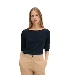 Marc O'Polo Langarmshirt MARC O'POLO "aus Organic Cotton", Damen, Gr. S, blau (maniac midnight), Obermaterial: 100% Baumwolle, unifarben, Basic, regular fit, U-Boot-Ausschnitt, normaler Saum, Shirts Langarmshirt