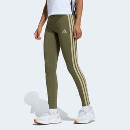 Trainingstights adidas Sportswear "W 3S SJ LEG", Damen, Gr. L, N-Gr, olive strata, wonder cargo, Obermaterial: 90% Baumwolle, 10% Elasthan, Hosen, sportlicher Look mit 3-Streifen, aus Baumwolle und Elasthan