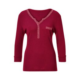 3/4-Arm-Shirt "Shirt", Damen, Gr. 46, rot (dunkelrot), 50% Baumwolle, 50% Modal, unifarben, Rundhals, Shirts 3/4-Arm-Shirt