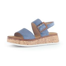 Plateausandaletten Gabor "Plateau Sandale Rauleder", Damen, Gr. 35, blau, Schuhe