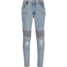 Bequeme Jeans 2Y Premium "2Y Premium Oscar Ripped Slim Fit Jeans", Damen, Gr. 38, Normalgr&ouml;&szlig;en, iceblau, 100% Baumwolle, unifarben, Jeans