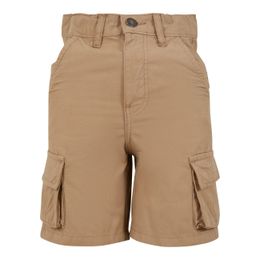 Cargoshorts Urban Classics "Urban Classics Boys Knee Pleat Cargo Shorts", Jungen, Gr. 146/152, Normalgr&ouml;&szlig;en, unionbeige, 100% Baumwolle, unifarben, normal, Hosen