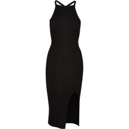 Shirtkleid Urban Classics "Urban Classics Damen Ladies Midi Rib Knit Crossed Back Dress", Damen, Gr. XL, US-Gr&ouml;&szlig;en, schwarz, 35% Polyacryl, 35% Viskose, 30% Polyamid, unifarben, slim fit, Kleider Shirtkleid
