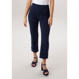 Schlupfhose Aniston SELECTED, Damen, Gr. 40, N-Gr, marine, Obermaterial: 58% Viskose, 37% Polyester, 5% Elasthan, unifarben, figurbetont 7/8-L&auml;nge, Hosen Schlupfhose, breiten, fixierten Umschlag am Saum - NEUE KOLLEKTION