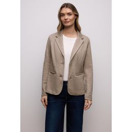Kurzblazer Street One, Damen, Gr. 44, light terra mocha meliert, Stoff, Obermaterial: 54% Polyester, 31% Viskose, 13% Nylon, 2% Elasthan; Futter: 100% Polyester, unifarben, regular fit normal, V-Ausschnitt, normaler Saum, Blazer Kurzblazer, mit Reverskragen