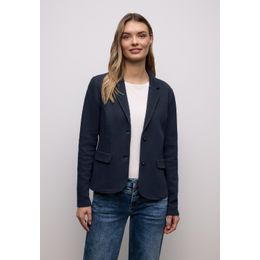 Kurzblazer Street One, Damen, Gr. 38, shadowed navy, Web, 73% Baumwolle, 24% Polyester, 3% Elasthan, Strukturmuster, regular fit normal, V-Ausschnitt, normaler Saum, Blazer Kurzblazer