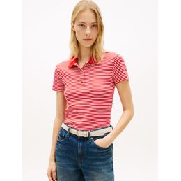 Poloshirt Tommy Hilfiger "GOLD BUTTON SLIM SS POLO", Damen, Gr. L (42/44), small brt stp fireworks, calico, Single Jersey, Obermaterial: 100% Baumwolle, gestreift, slim fit, Shirts