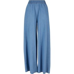Stoffhose Urban Classics "Urban Classics Damen Ladies Light Denim Wide Leg Pants", Damen, Gr. XS, US-Gr&ouml;&szlig;en, skyblau washed, 100% Baumwolle, unifarben, relaxed fit, Hosen Stoffhose