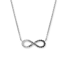 Kette mit Anh&auml;nger Engelsrufer "Yin Yang Infinity Ocean Shade", silber (silberfarben, kristallwei&szlig;, dunkelgrau, schwarz), Halsketten, Damen, Silber 925 (Sterlingsilber), L: 44 B: 1,33mm, Kette mit Anh&auml;nger, Made in Germany - mit Zirkonia (synth.), B:1,33mm