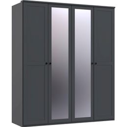 Kleiderschrank wimex "Chalet", grau (graphit), B:180cm H:210cm T:58cm, Schr&auml;nke, Kleiderschrank, mittig mit Spiegelt&uuml;ren