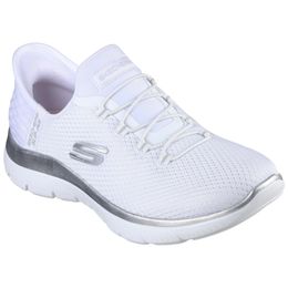 Slip-On Sneaker Skechers "SUMMITS-DIAMOND DREAM", Damen, Gr. 39, wei&szlig;, Textil, Schuhe Slip-On Sneaker, Schlupfschuh, Freizeitschuh mit praktischer Slip-Ins Funktion, Topseller