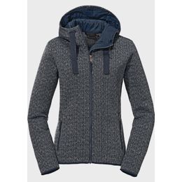 Sch&ouml;ffel Fleecejacke SCH&Ouml;FFEL "Fleece Hoody Aurora L", Damen, Gr. 48, blau (8820, blau), Oberstoff Rumpf: 100% Polyester Futter Kapuze: 100% Polyester, regular fit, hoch geschlossener Ausschnitt, Jacken Fleecejacke