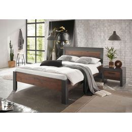 Bettanlage Home Affaire "BROOKLYN", grau (old mix dekor), B:202cm H:90cm T:215cm, Schlafzimmerm&ouml;bel-Sets, Bettanlage