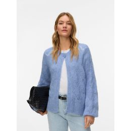 V&eacute;ro Moda Strickjacke VERO MODA "VMSHELL LS O-NECK ONEBUTTON CARDIGAN BOO", Damen, Gr. L, brunnera blau detail:4082 from colorcard, Strick, Obermaterial: 70% Polyester, 21% Nylon, 8% Wolle, 1% Elasthan, unifarben, regular fit normal, Rundhals, Strickjacken Strickjacke