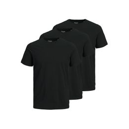 Jack & Jones Kurzarmshirt JACK & JONES "JJEORGANIC BASIC TEE SS O-NE 3PK MP NOOS", Herren, Gr. S, schwarz pack:schwarz, schwarz, schwarz, Jersey, Obermaterial: 100% Baumwolle, bedruckt, slim fit normal, Rundhals, Shirts Kurzarmshirt