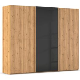 Schwebet&uuml;renschrank Rauch "Kleiderschrank Schrank Garderobe Schlafzimmerschrank SCALE-WOOD", schwarz (asteiche massiv, glas schwarz), B:271cm H:223cm T:68cm, Holz teilmassiv, Schr&auml;nke, Schwebet&uuml;renschrank, edle geteilte Front in massiver Asteiche mit Glast&uuml;ren MADE IN GERMANY