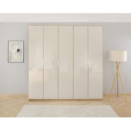 Dreht&uuml;renschrank Rauch "Kleiderschrank Schrank Garderobe KOLUNA mit hochwertiger Glasfront", beige (eiche artisan, glas champagner), B:226cm H:210cm T:54cm, Holzwerkstoff, Schr&auml;nke, Dreht&uuml;renschrank, inkl. 2 Innenschubladen sowie extra Einlegeb&ouml;den MADE IN GERMANY