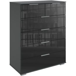 Schubkastenkommode wimex "Easy", grau (graphit, schwarzglas), B:82cm H:102cm T:41cm, Sideboards, Schubkastenkommode, mit Glas- oder Spiegelfront
