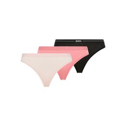 String BOSS "3P THONG", Damen, Gr. XXL, 3 Stk., open miscellaneous 968, Jersey, Obermaterial: 90% Baumwolle, 10% Elasthan, k&ouml;rpernah, Unterhosen String, mit BOSS Logobund