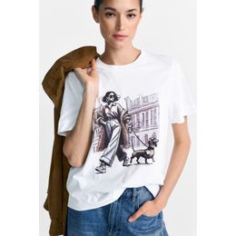 T-Shirt RICHROYAL "Woman and Dog", Damen, Gr. S, wei&szlig;, Single Jersey, Obermaterial: 100% Baumwolle, regular fit normal, Rundhals, Shirts T-Shirt