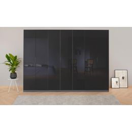 Dreht&uuml;renschrank Rauch "Kleiderschrank Schrank Garderobe KOLUNA mit hochwertiger Glasfront", grau (graumetallic, glas basalt), B:315cm H:210cm T:54cm, Holzwerkstoff, Schr&auml;nke, Dreht&uuml;renschrank, inkl. 2 Innenschubladen sowie extra Einlegeb&ouml;den MADE IN GERMANY
