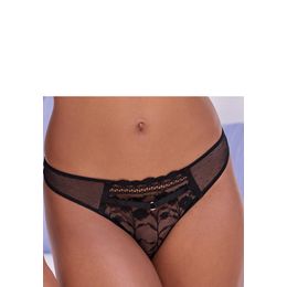 String Nuance, Damen, Gr. 40/42, schwarz, Spitze, Obermaterial: 82% Polyamid, 18% Elasthan, Unterhosen String, aus zarter Spitze mit sexy Cut-Out, Topseller