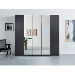 Dreht&uuml;renschrank Rauch "Kleiderschrank Schrank Garderobe TOPSELLER OTELI inkl. Inneneinteilung", grau (graumetallic), B:226cm H:210cm T:54cm, Holzwerkstoff, Schr&auml;nke, Dreht&uuml;renschrank, mit zus&auml;tzlichen Einlegeb&ouml;den, optional mit Spiegel MADE IN GERMANY