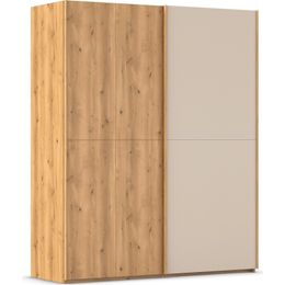 Schwebet&uuml;renschrank Rauch "Kleiderschrank Schrank Garderobe Schlafzimmerschrank SCALE-WOOD", braun (asteiche massiv, glas champagner matt), B:181cm H:223cm T:68cm, Holz teilmassiv, Schr&auml;nke, Schwebet&uuml;renschrank, edle geteilte Front in massiver Asteiche mit Glast&uuml;ren MADE IN GERMANY